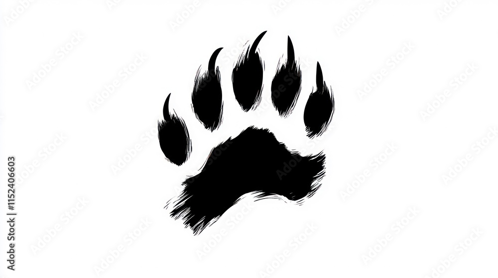 Black clawed paw print on white background bold and striking design ...