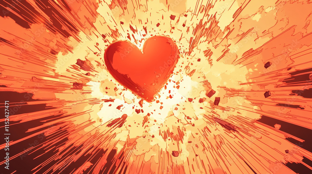 Heart explosion animation sprite sheet, sequence frame with red cartoon ...