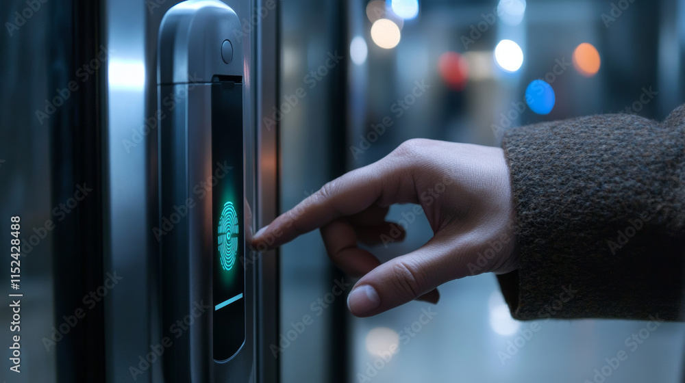 [BAB] å_Fingerprint scan provides security access with biometrics identification.Futuristic ...