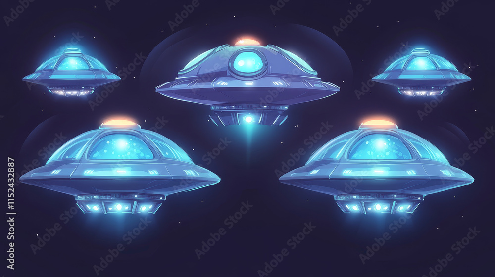 Flying ufo saucer animation sprite sheet effect. Alien spaceship ...