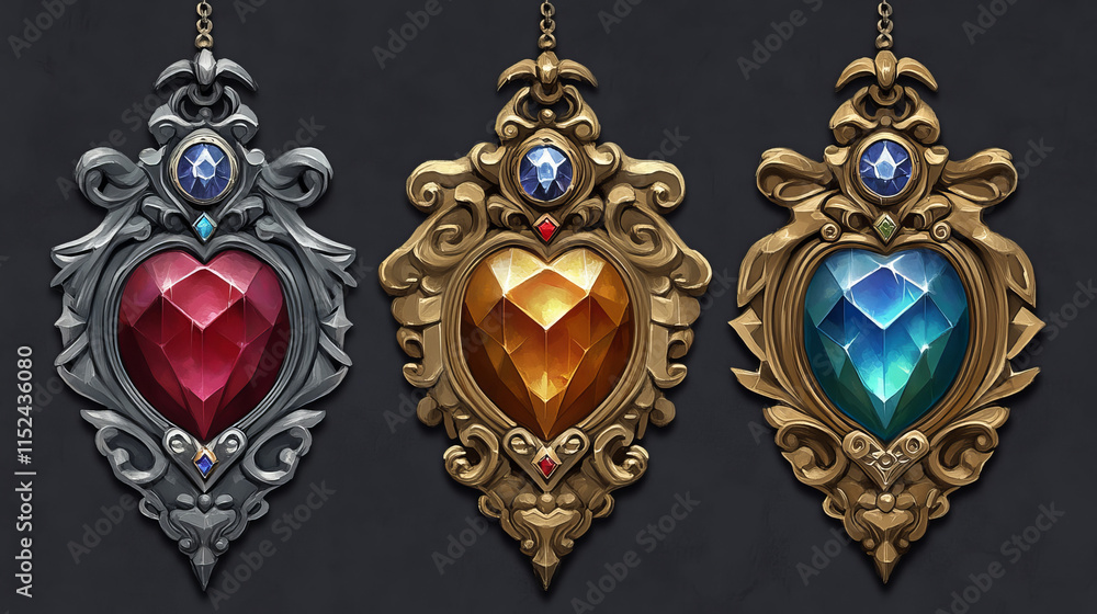 Stock-Illustration „Silver and golden jewelry and treasure emblem or ...