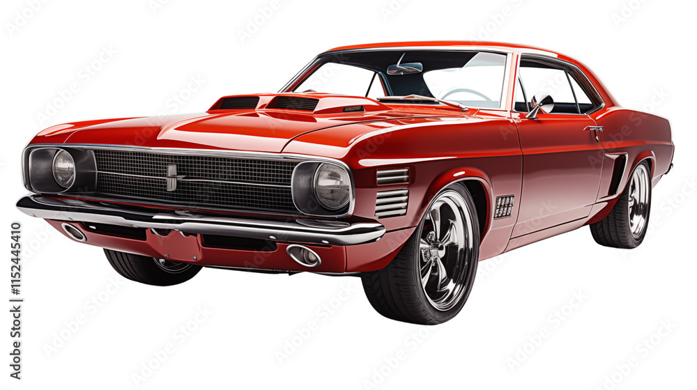 Side profile of a classic muscle car in metallic finish, a timeless ...