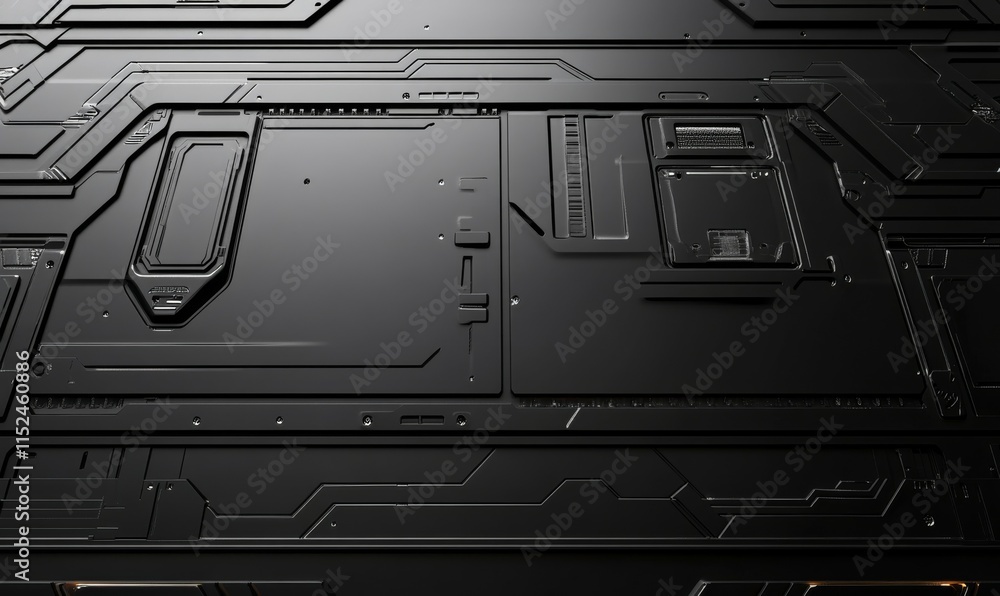 Black, Tech Wallpaper with Futuristic 3D Panels. Dark, Sci-Fi style. 3D ...