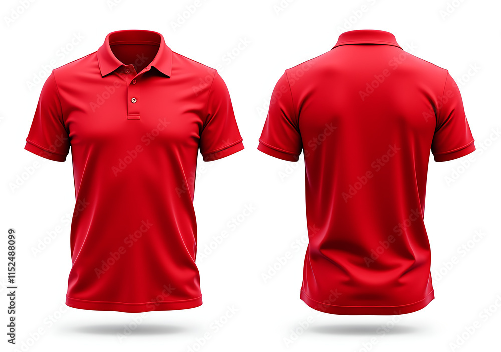 white background front back red polo shirt mockup bold stylish design ...