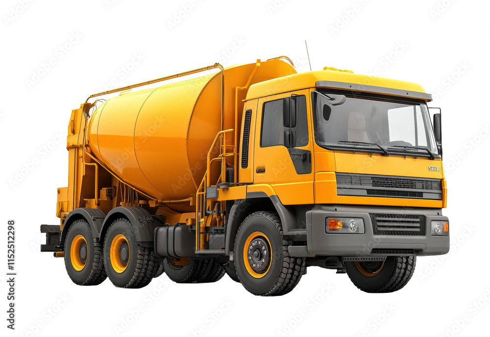 Heavy-duty cement mixer truck ready for construction tasks. Isolated on ...