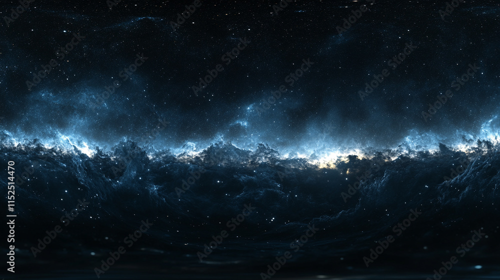 A 360-degree equirectangular projection space background featuring a ...