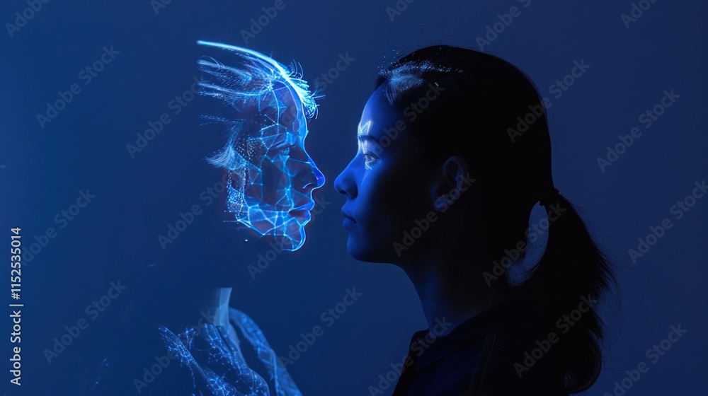 Digital Transformation of a Face: A Person Staring into the Future ...