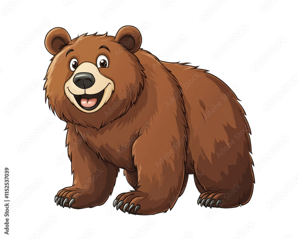 Smiling brown cartoon bear illustration with friendly expression, cute ...