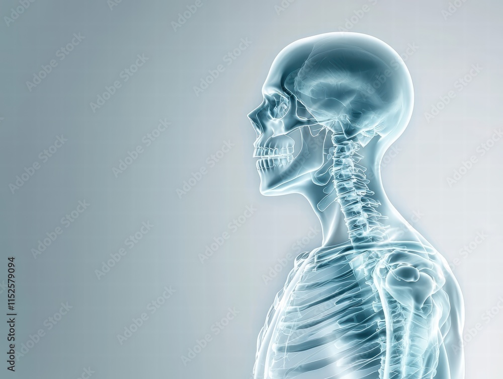 Detailed human skeleton spine and ribs digital anatomy model medical ...