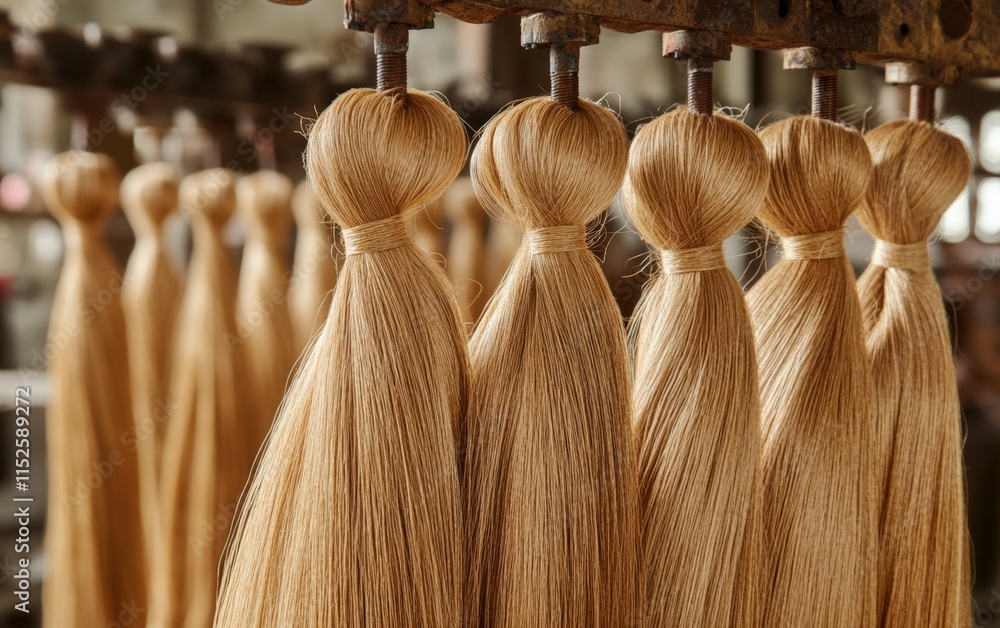 Intricate Jute Fibers: A Macro View of Spinning, Transforming Raw ...