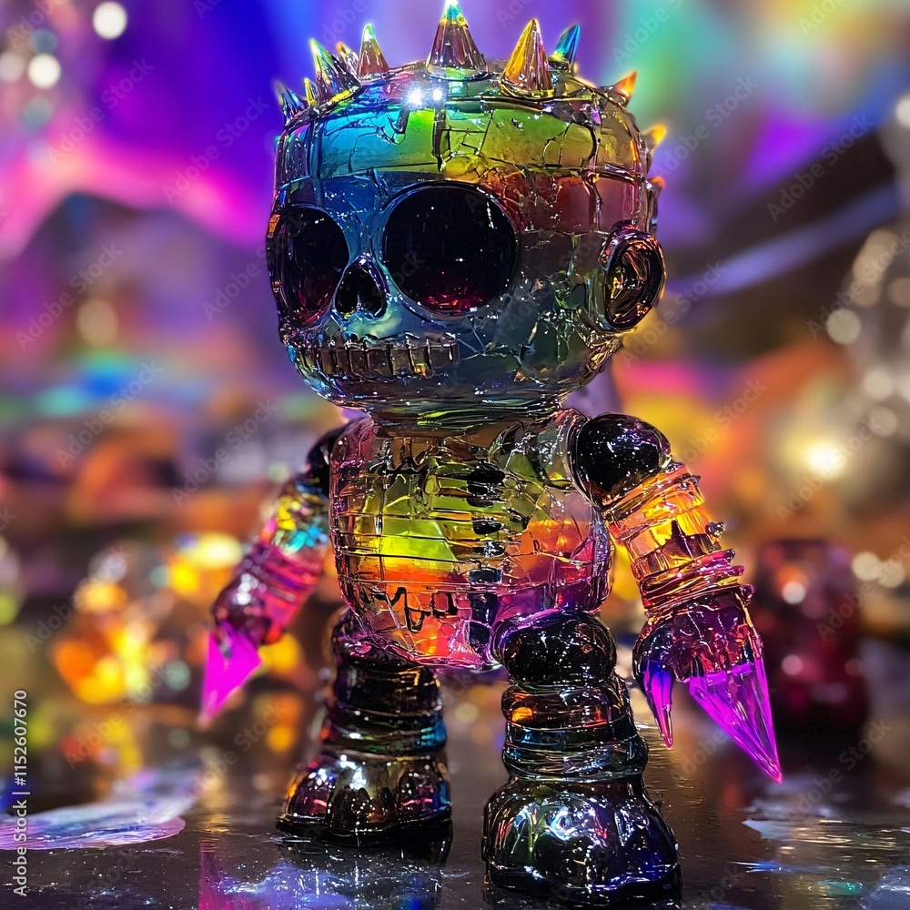 Frankenstein-inspired monster with shattered glass details and glowing ...