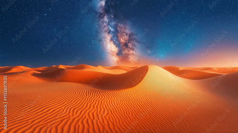 Rolling Desert Sand Dunes Beneath the Vibrant Milky Way in a Starry ...