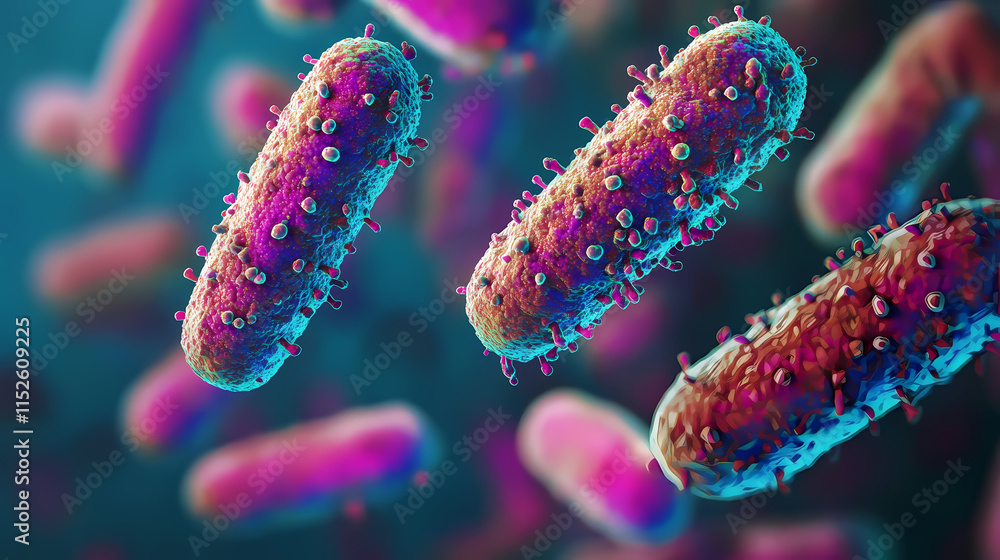 Vibrant micrographic image of escherichia coli bacteria colonies ...
