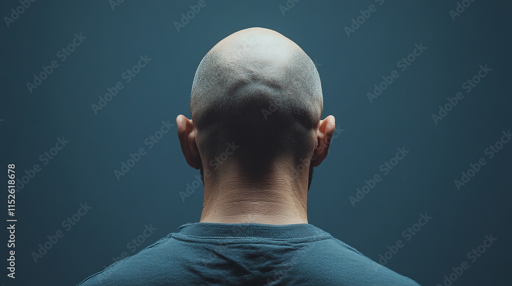 Baldness concept, rear back view of bald man head. adult male person ...