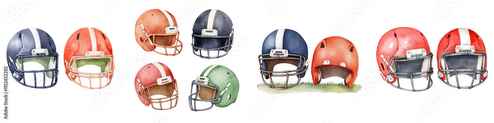 Super bowl sunday element, Game day helmets in various colors and ...