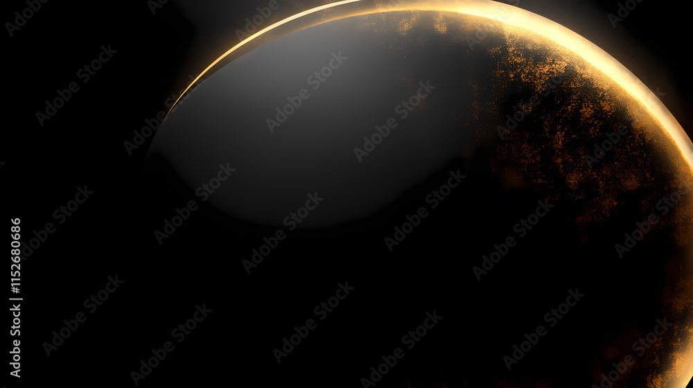 The edge of a golden solar eclipse on transparent background. golden ...