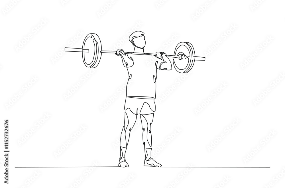 Weightlifting continuous one line drawing. Cardio and lifting exercises ...