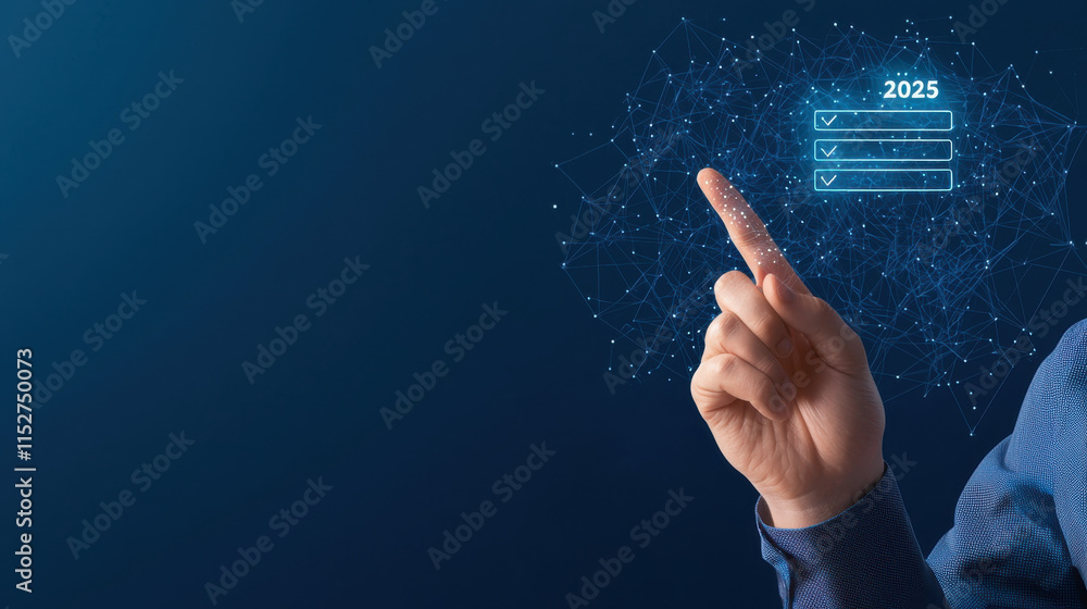 To-do list 2025 concept. Digital tablet screen showing futuristic to do ...