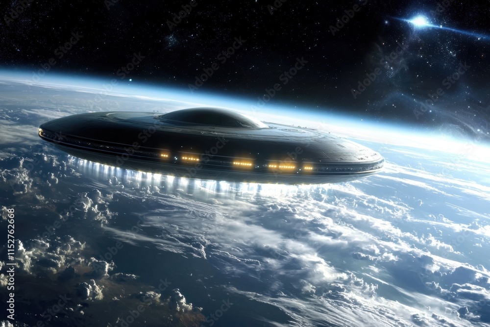 Massive UFO Mothership Detected Orbiting Earth Stock Illustration ...