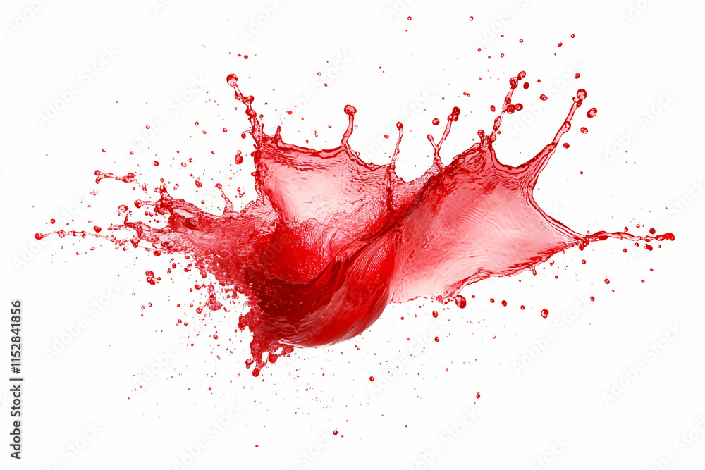 Vibrant Red Liquid Splashing Dynamically, Bursts of Color and Energy ...