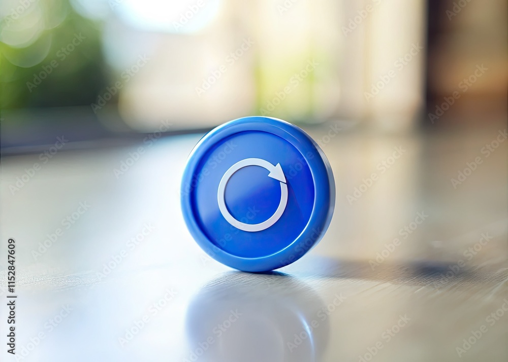 Miniature tilt-shift blue loading circle sticker PNG; spinning progress ...