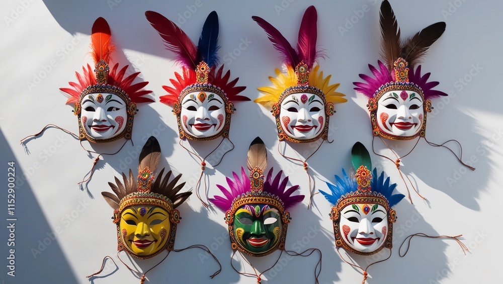 Wallpaper background of traditional face mask with decorations for the ...