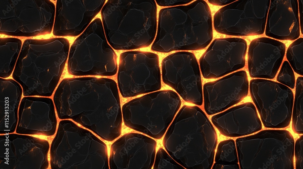 Glowing Lava Rock Texture Seamless Pattern Design Stock Illustration ...