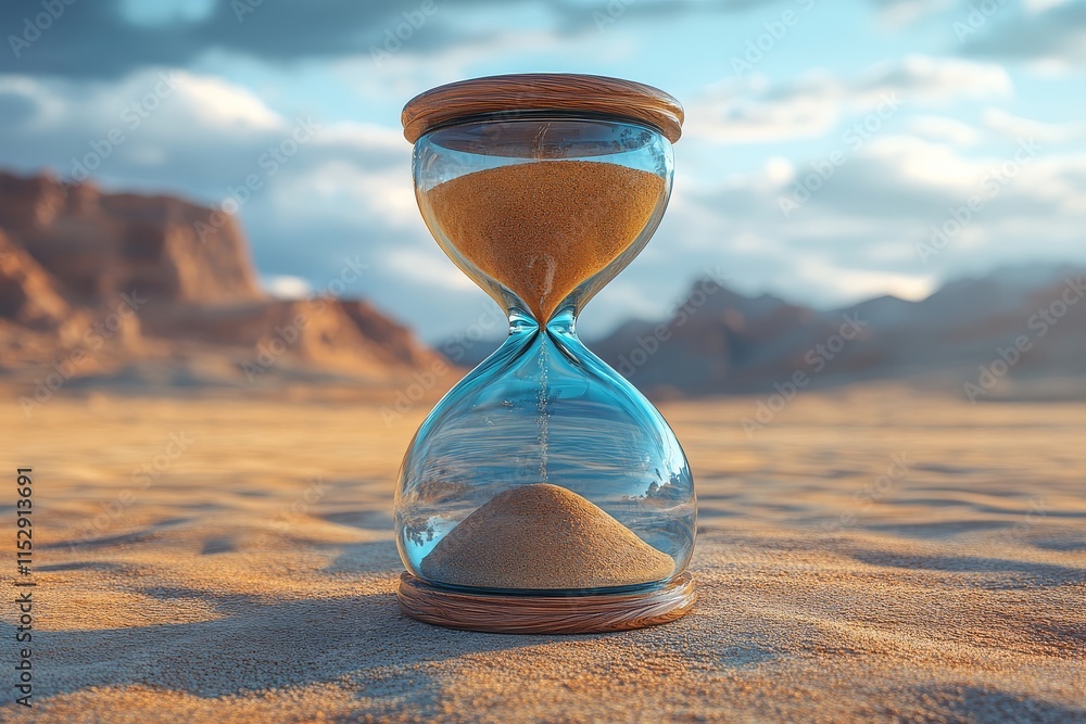 Time's Ephemeral Nature: Hourglass in the Desert with Soft-Focus ...