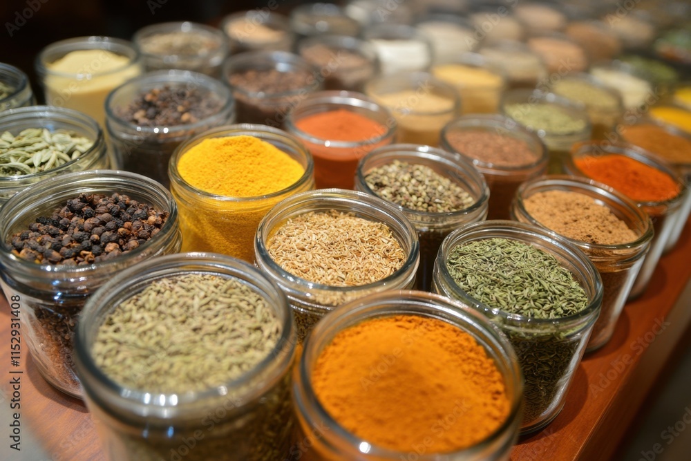 Vibrant spice collection on display at local market closeup photography ...