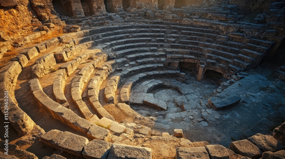 Ancient underground amphitheater ruins showcasing historic stone ...
