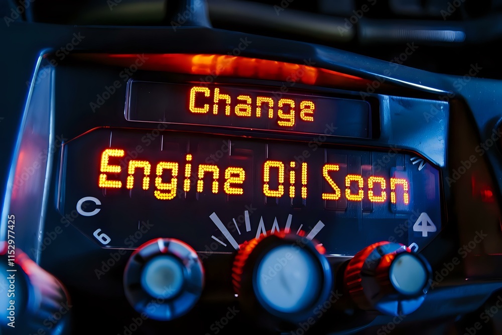 Vehicle Dashboard Displays Urgent Engine Oil Change Warning Soon ...