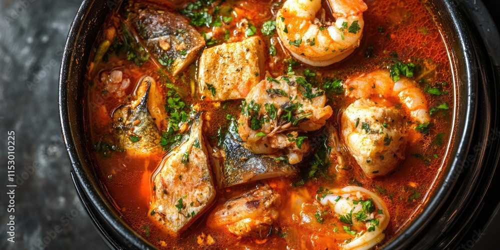 Delicious traditional Cajun court bouillon featuring fish and seafood ...