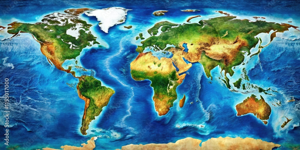 High-resolution global satellite map showcasing detailed continents ...