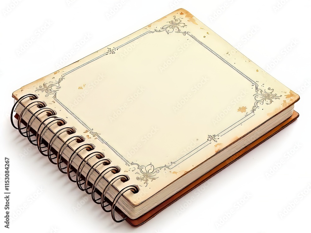Vintage horizontal spiral notebook mockup. Classic, timeless design ...