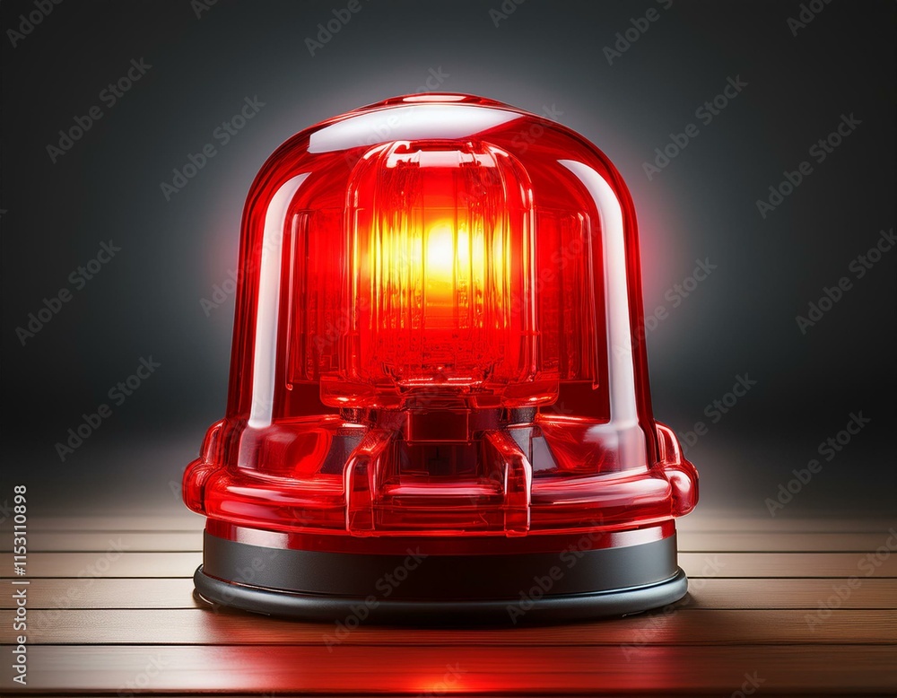 Bright red safety beacon light with a glowing core, perfect for ...