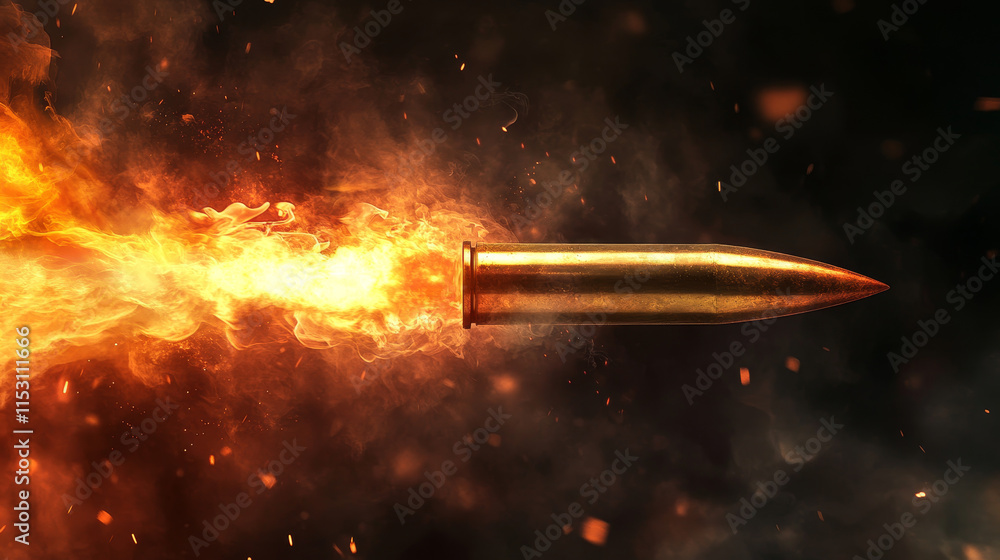 Flying gun bullet with fire smoke trail vector. Speed motion shot trace ...