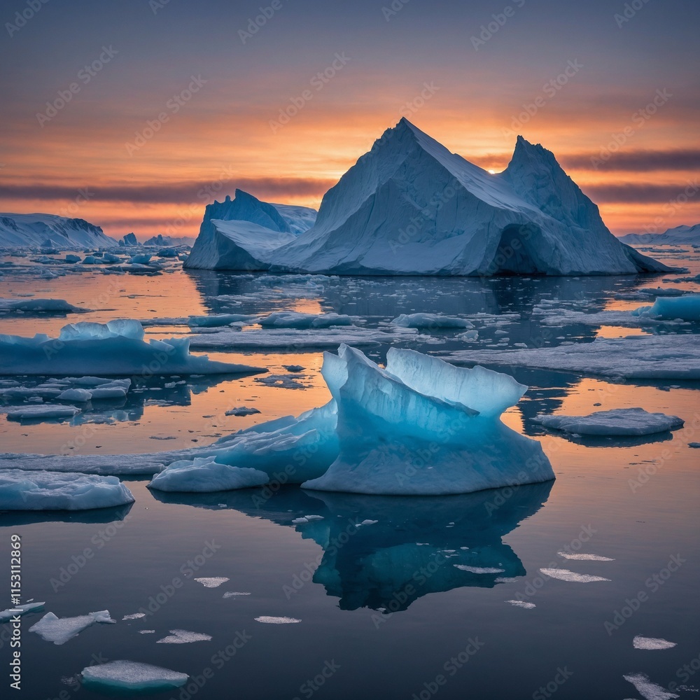 "An intricate iceberg with a large hole in the center, set against the ...