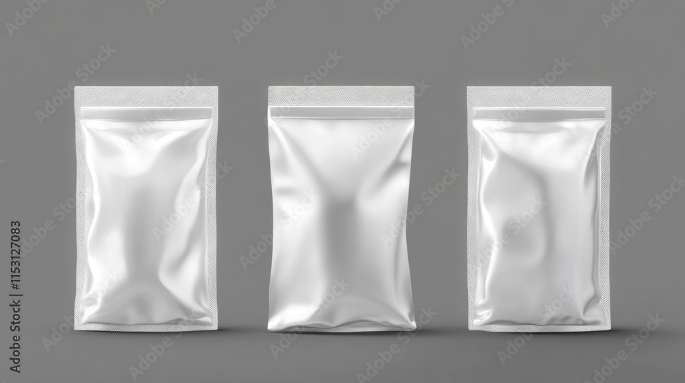 Open sachet, pouch vector bags mockup, torn wet wipes white paper or ...