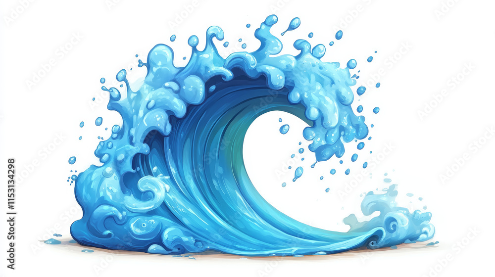 Stock-Illustration „Cartoon water splash and surf wave. Cute comic sea ...