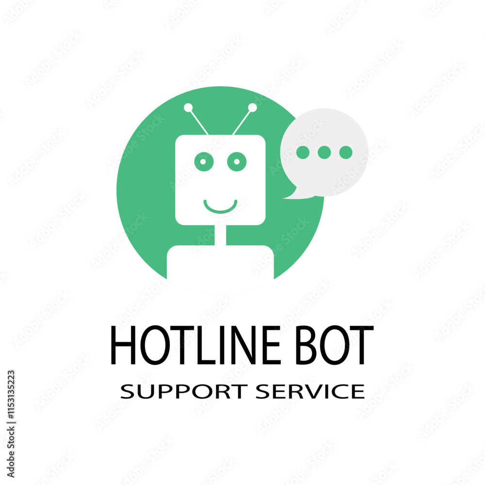 green hotline bot logo like support service. flat simple trend modern ...
