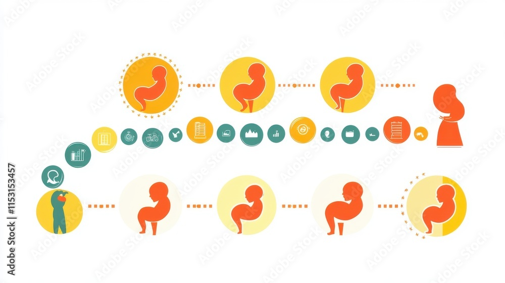 Illustrative infographic depicting the stages of pregnancy in a ...