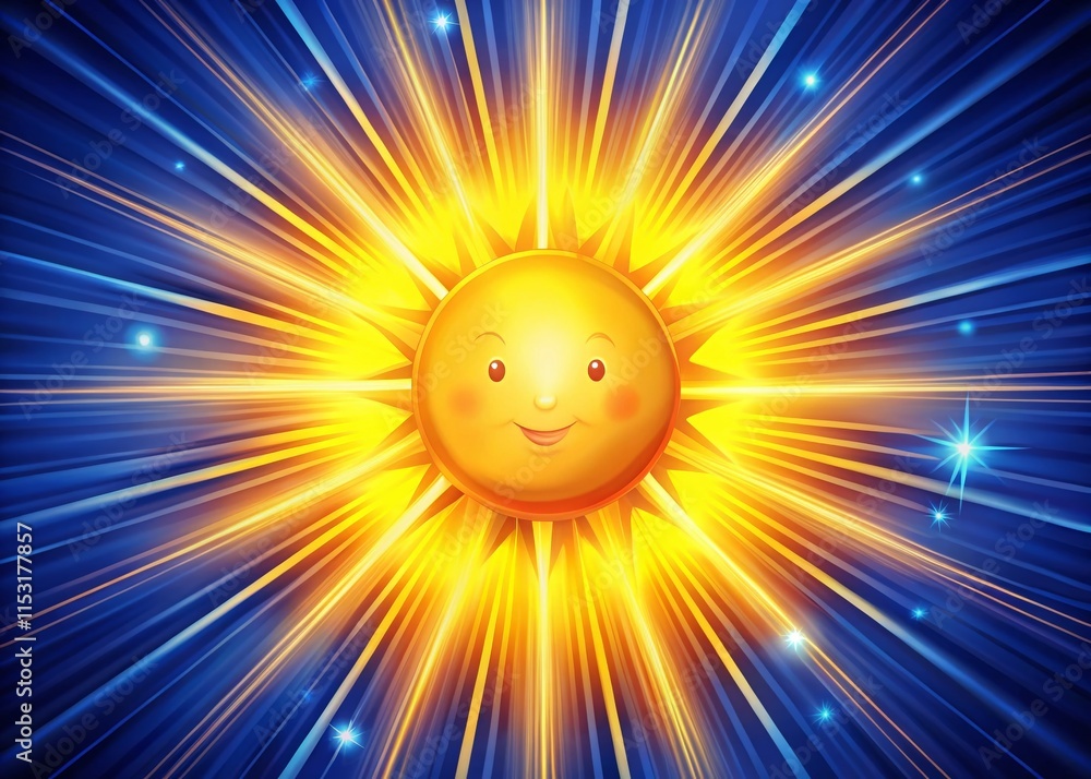 Long Exposure Cartoon Sun: Bright Yellow Orb with Orange Rays Stock ...