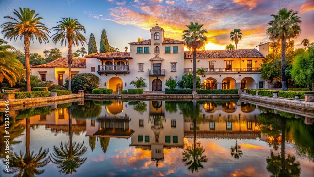 Minimalist Riverside Hotel Architecture, Spanish Revival Style Building ...