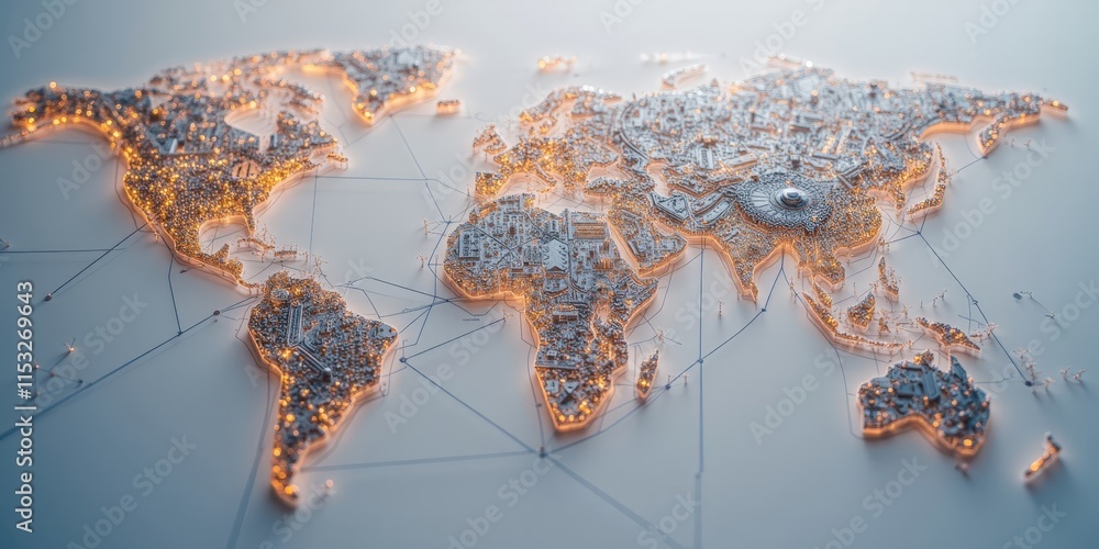 Abstract Map of Saudi Arabia and MENA Highlighting Global Connectivity ...
