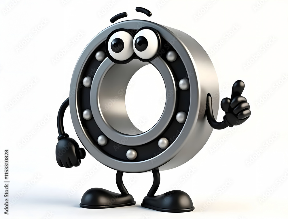 Funny Ball Bearing Cartoon Character with Legs and Eyes – 3D Steel ...