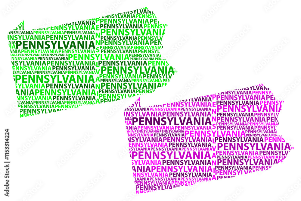Sketch Pennsylvania (United States of America) letter text map ...