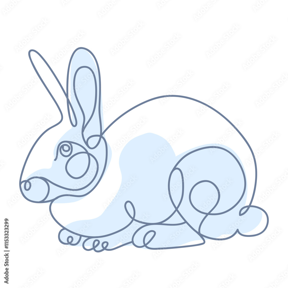 One line drawing Rabbits. Vector isolated illustration Stock Vector ...