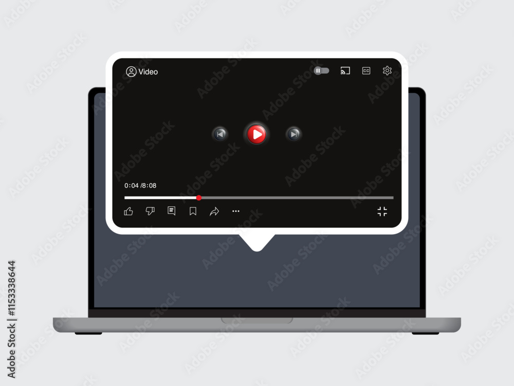 Social Media Video Player Mockup: UI and UX Templates for Laptop and ...