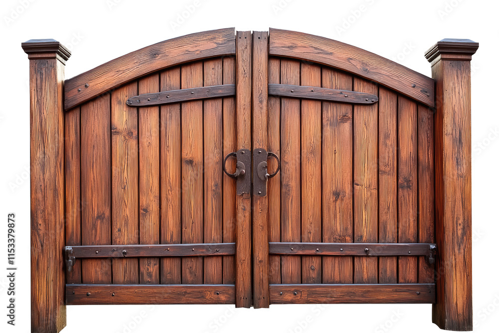Wooden gate isolated on white or transparent background Stock ...