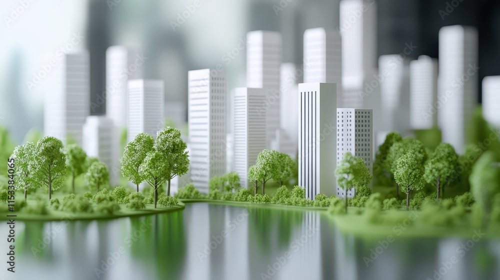 Conceptual model of a sustainable green city with eco-friendly white ...